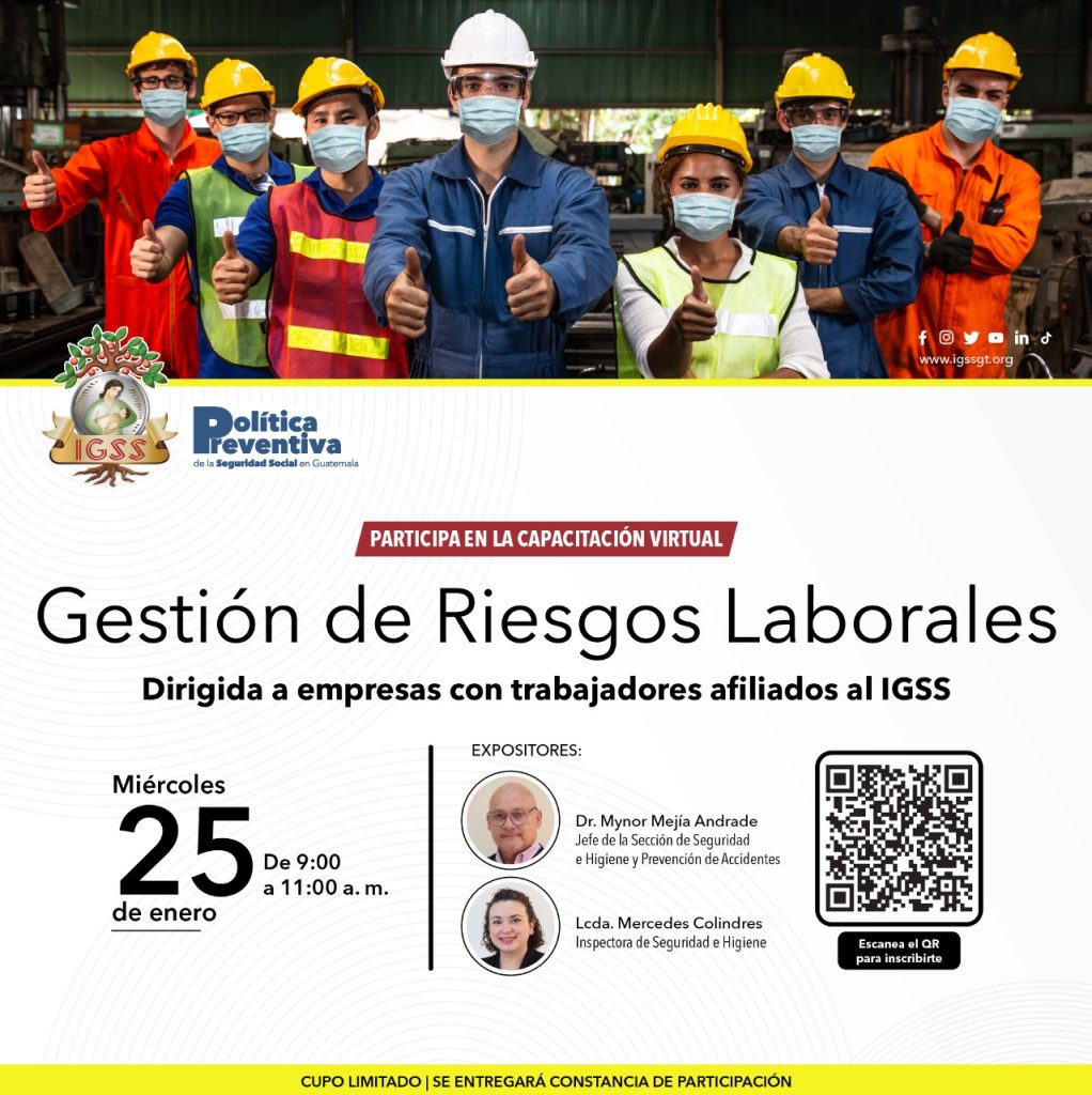 El IGSS invita a la capacitación virtual: Gestión de Riesgos Laborales - Noticias IGSS
