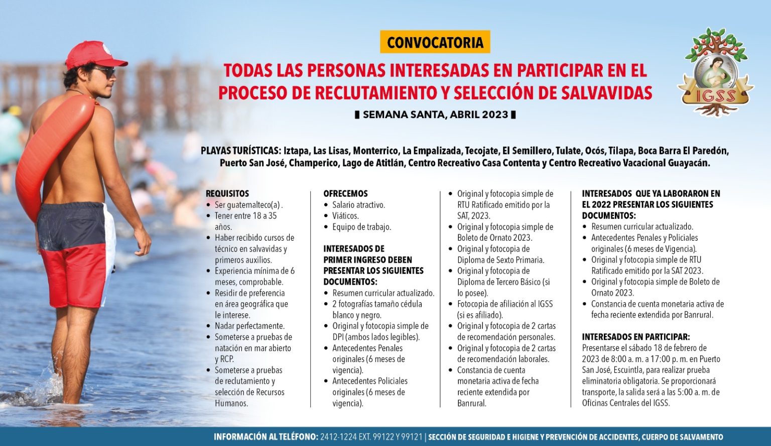 El IGSS invita a participar en el proceso de Reclutamiento y Selección de SALVAVIDAS 2023 ...