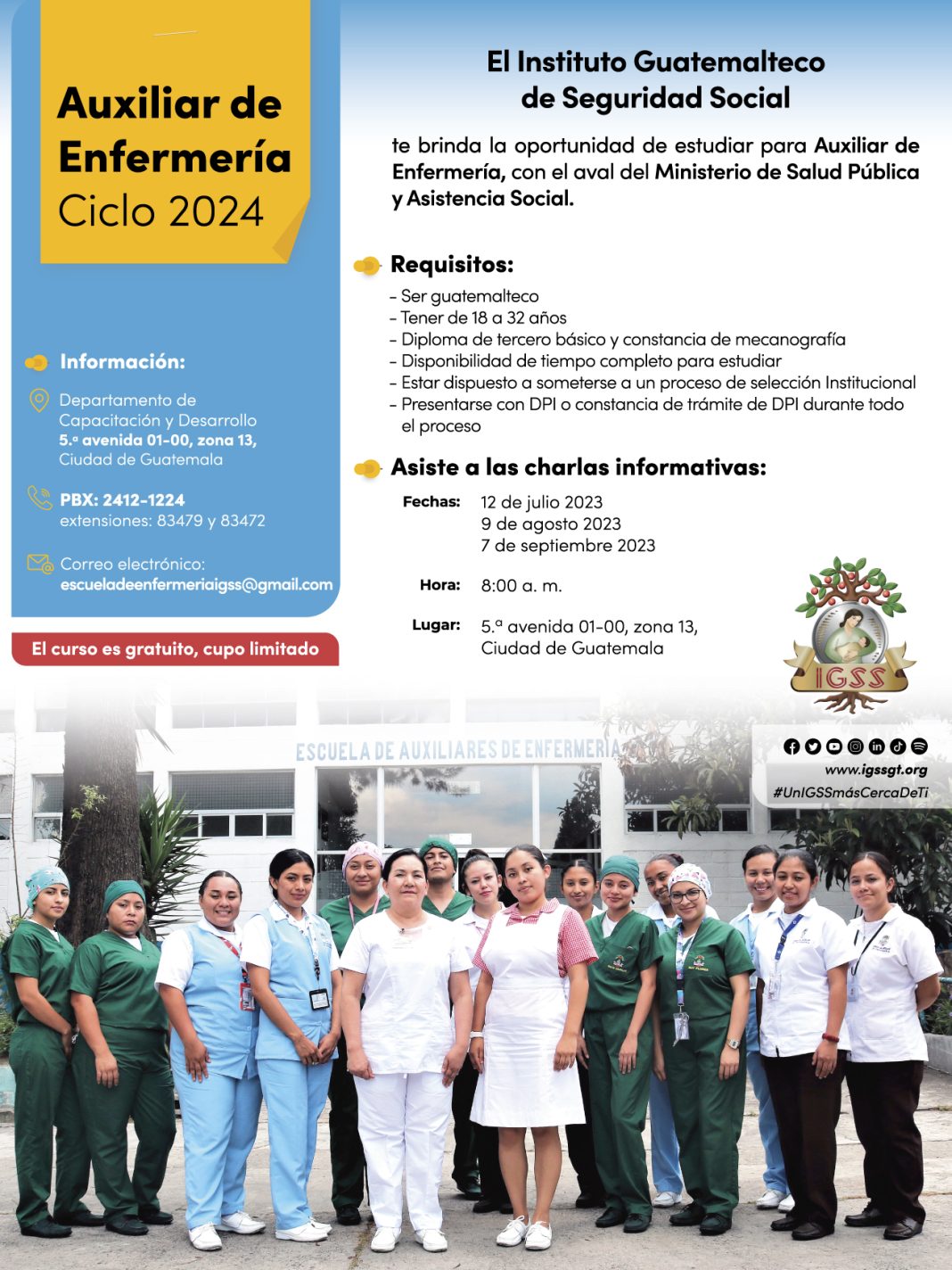 Escuela de Auxiliares de Enfermería del IGSS abre inscripciones para ciclo 2024 - Noticias IGSS